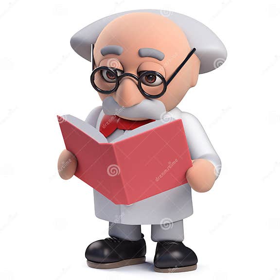 3d Scientist Character Studying a Book Stock Illustration ...