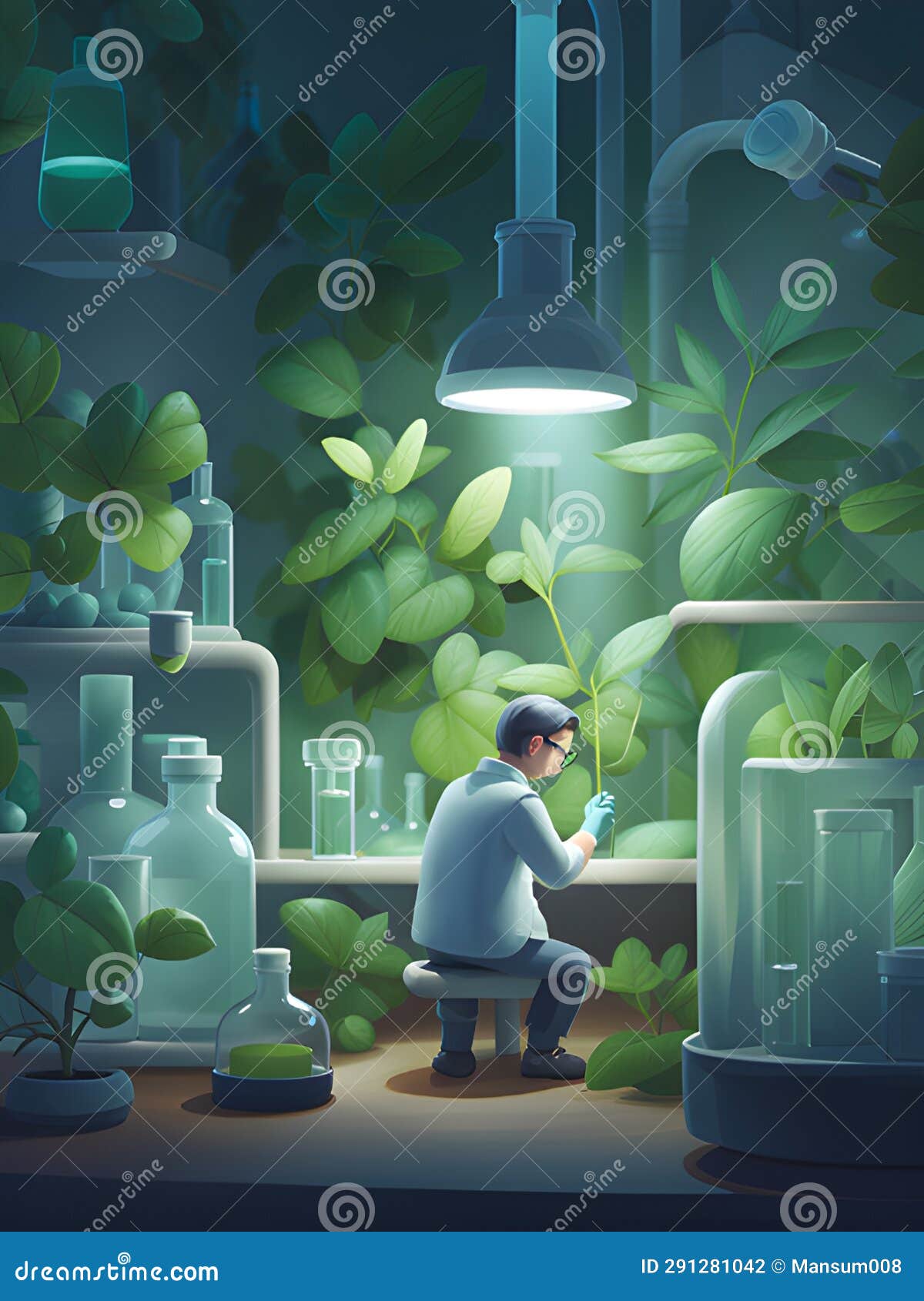 3d Scientist with Test Tubes in the Lab Stock Illustration ...