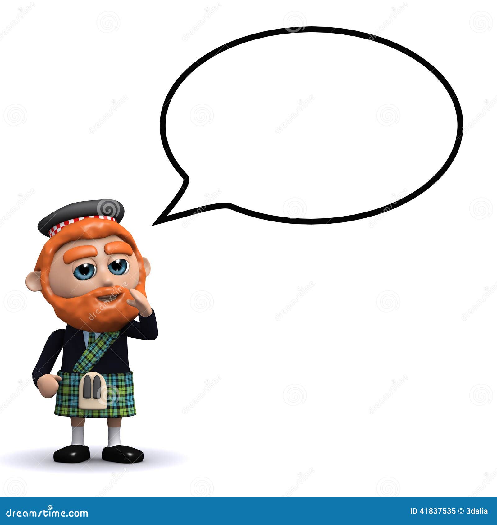 3d Scotsman speech bubble stock illustration. Illustration of balloon ...