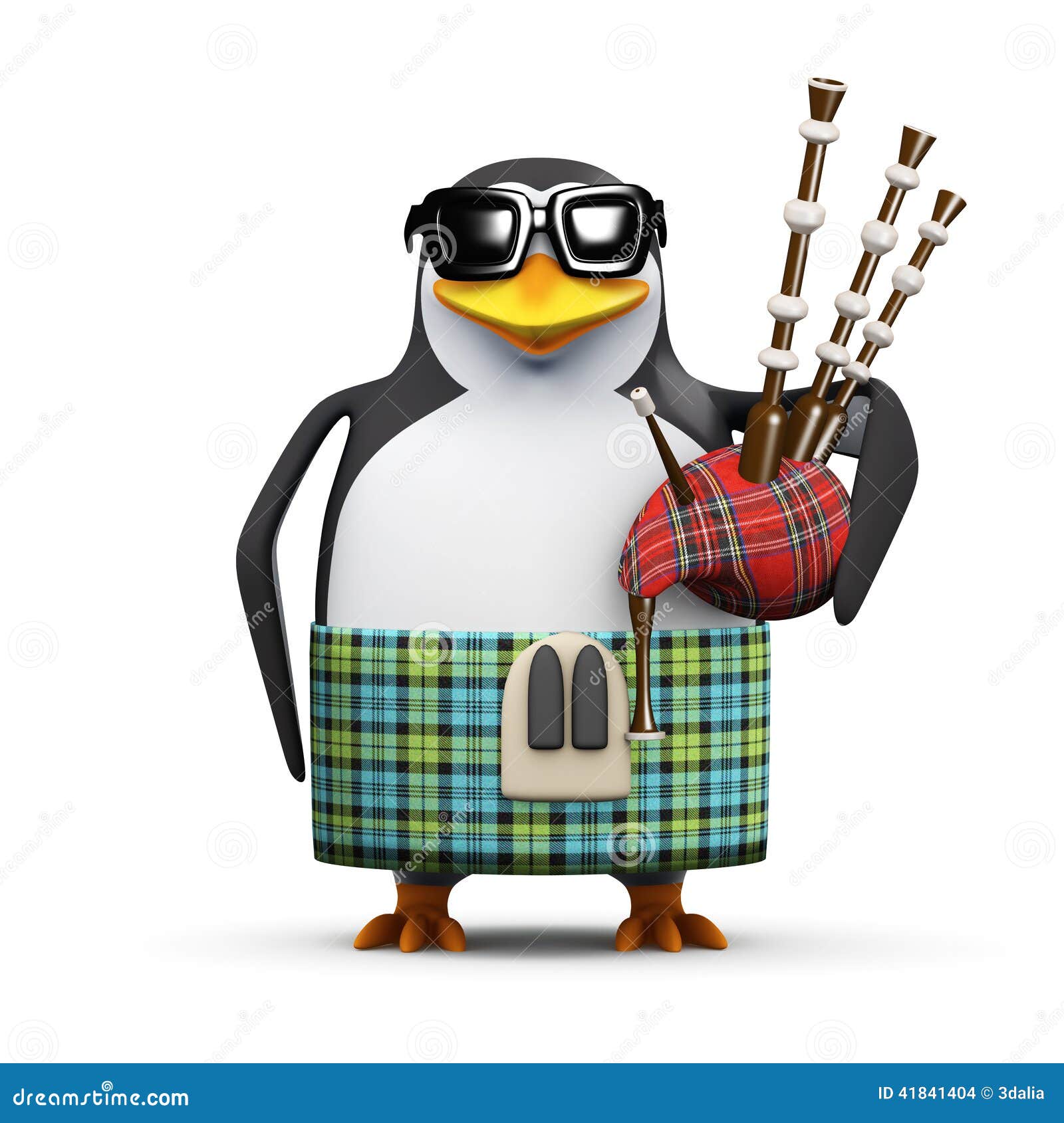 3d Scottish Penguin with Bagpipes Stock Illustration - Illustration of ...