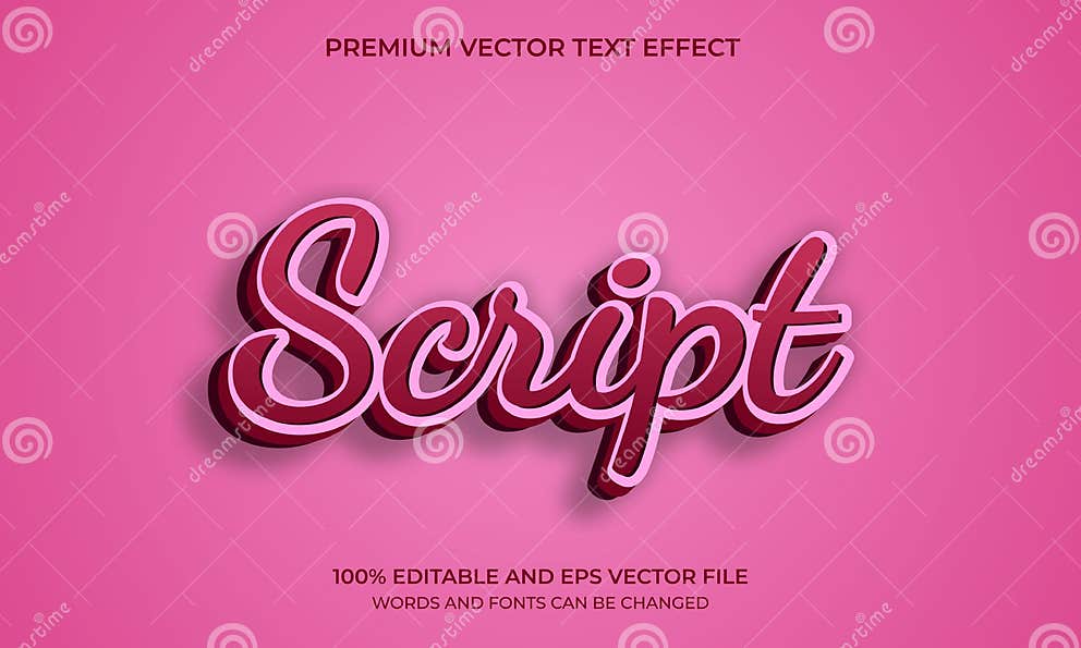 3D Script Text Effect, Editable Text Style Stock Vector - Illustration ...