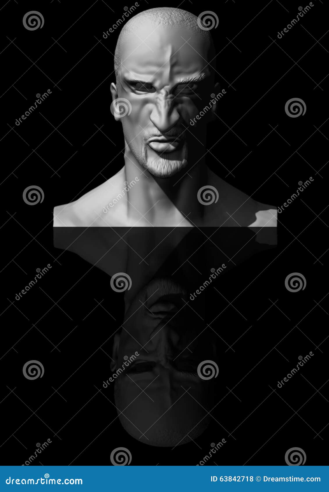 3D Sculpt Angry Man stock illustration. Illustration of modelling ...