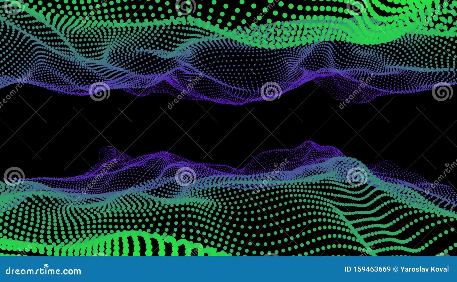 3d Sea Dots Wave Reflect Glowing Stream Flow Stock Illustration ...