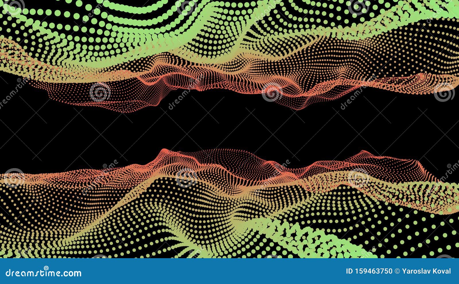 3d Sea Dots Wave Reflect Glowing Stream Flow Stock Illustration ...