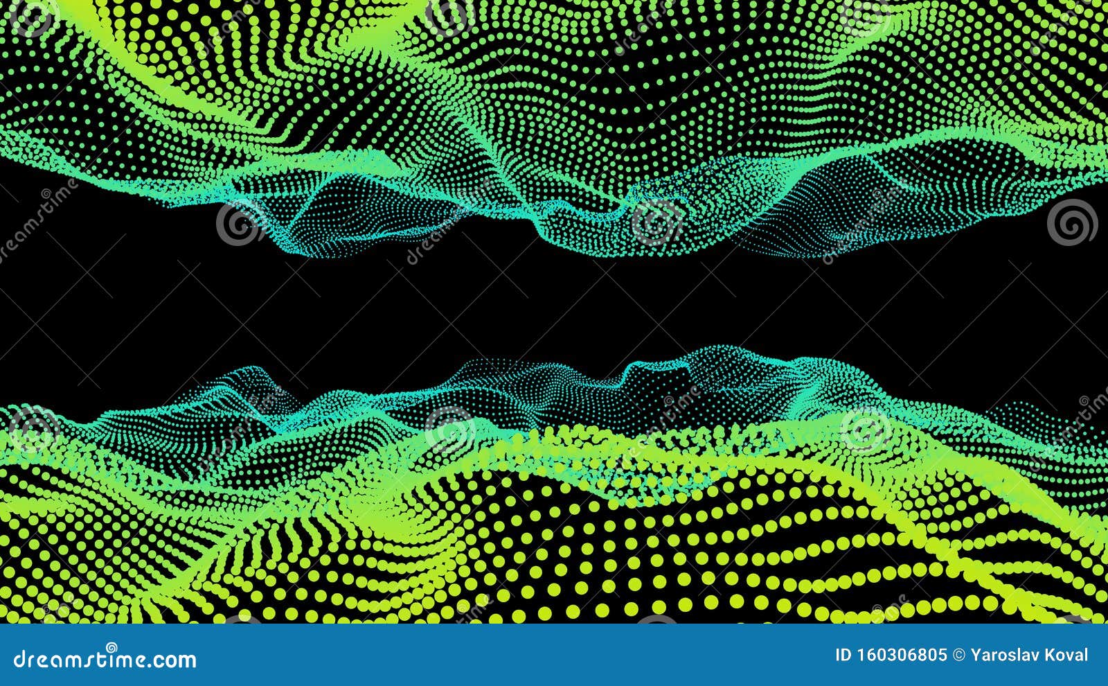 3d Sea Dots Wave Reflect Glowing Stream Flow Stock Illustration ...