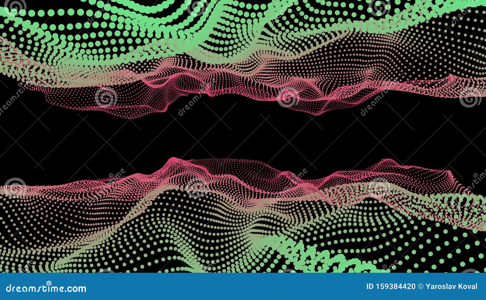 3d Sea Dots Wave Reflect Glowing Stream Flow Stock Illustration ...