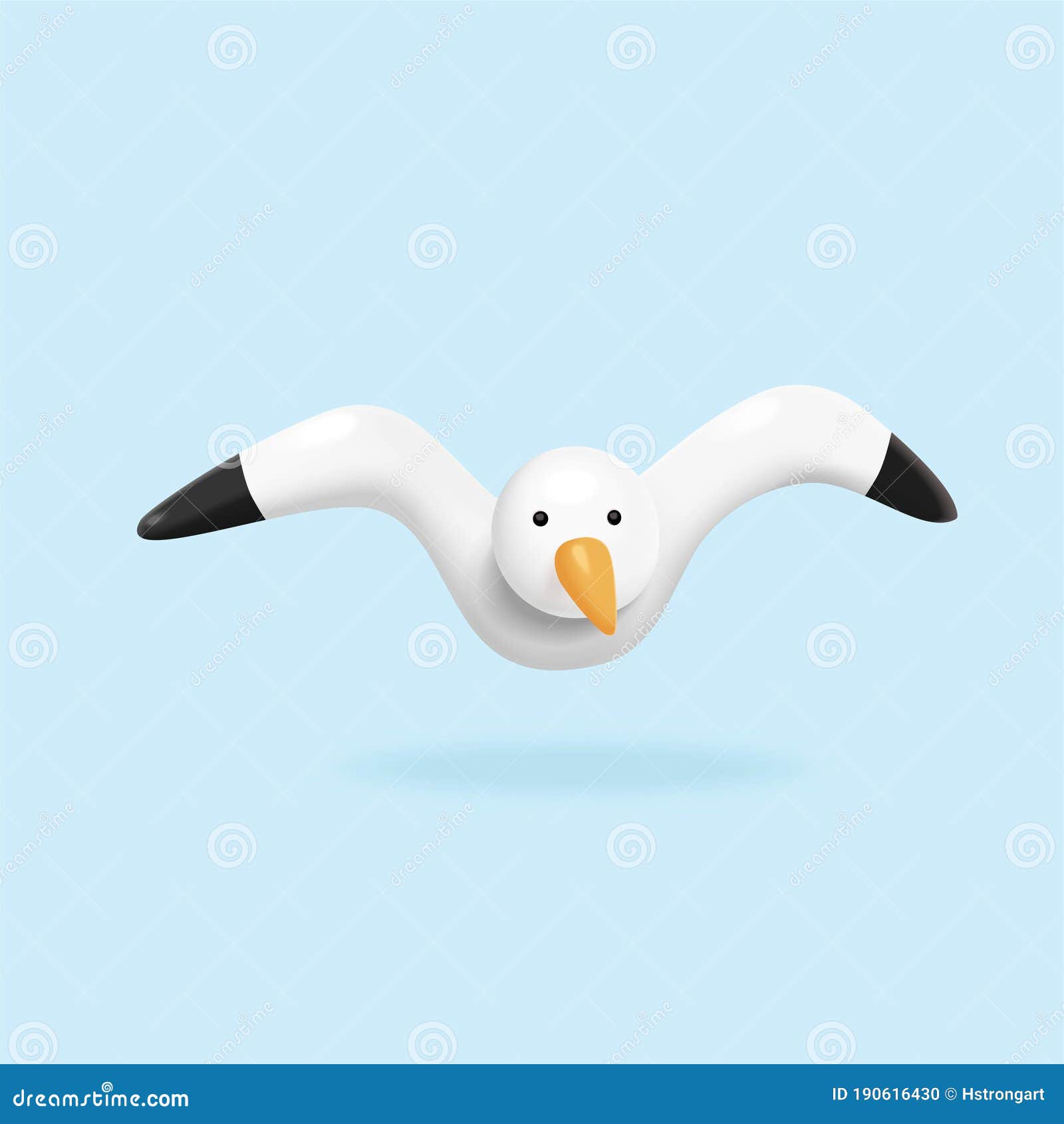 3D seagull in front view stock vector. Illustration of cute - 190616430