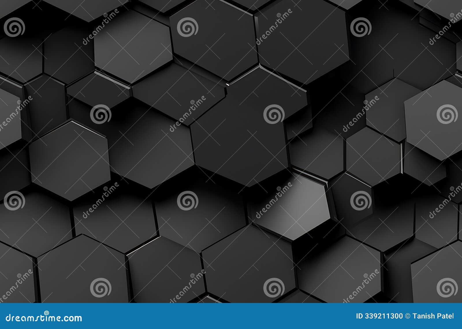 A 3d Seamless Pattern of Black Hexagons Stock Illustration ...