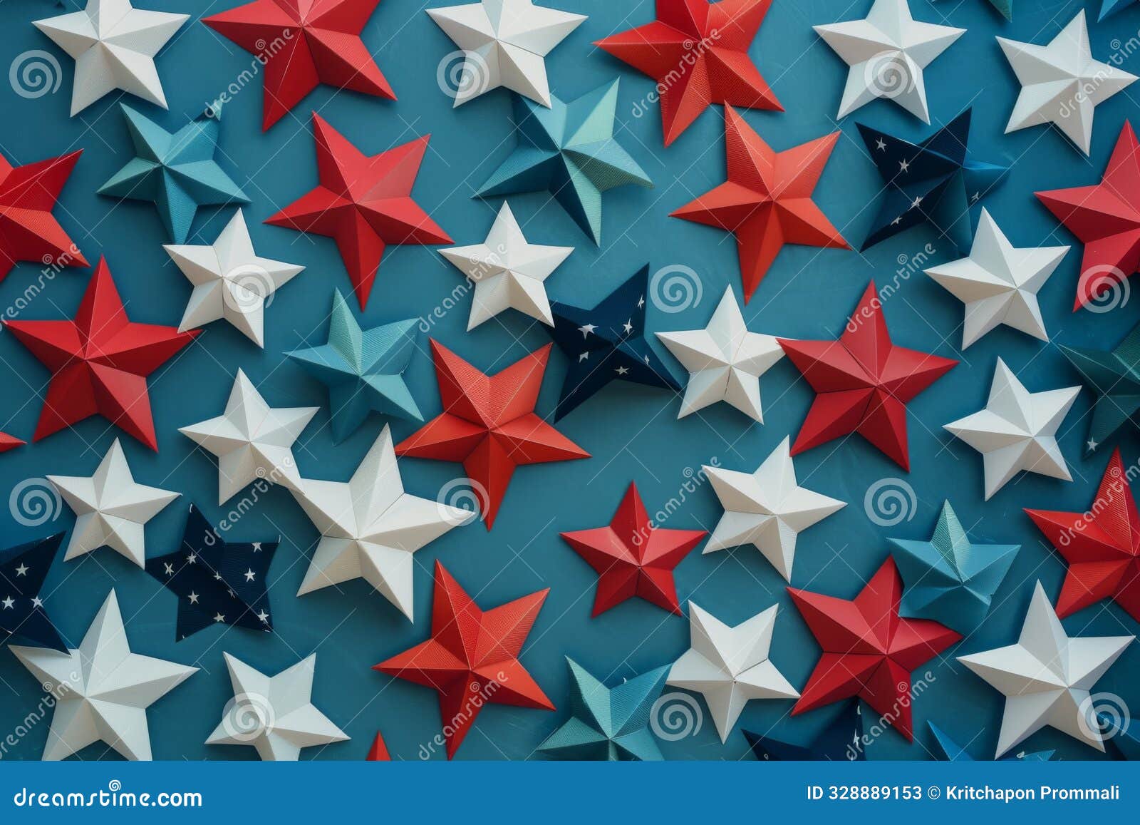 3D Seamless Pattern with Red, White and Blue Chevron Stars on the ...