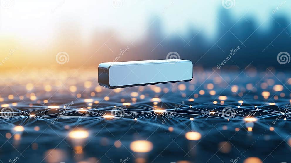 A 3D Search Bar Hovering Over a Complex Digital Network, Casting a ...