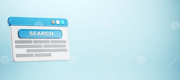 3D Search Interface Design with a Highlighted Button on a Light Blue ...