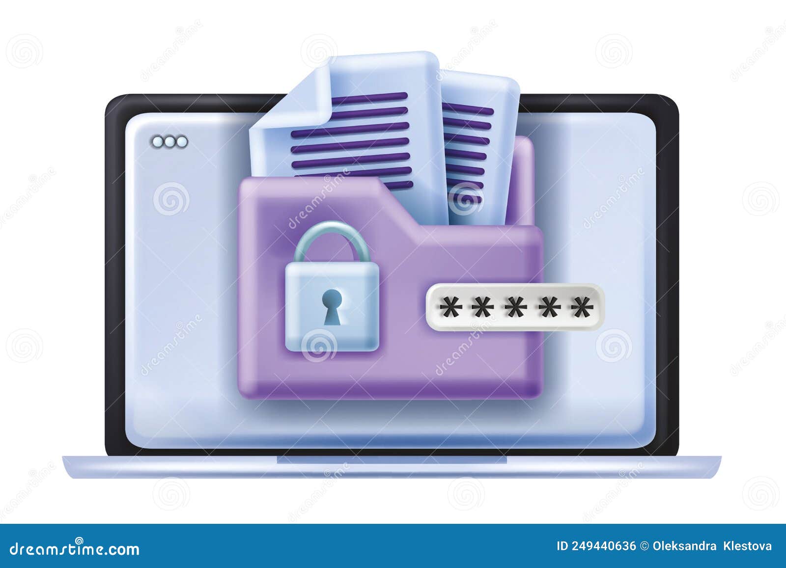 3d Secure Data Storage Vector Icon Computer Screen Digital File