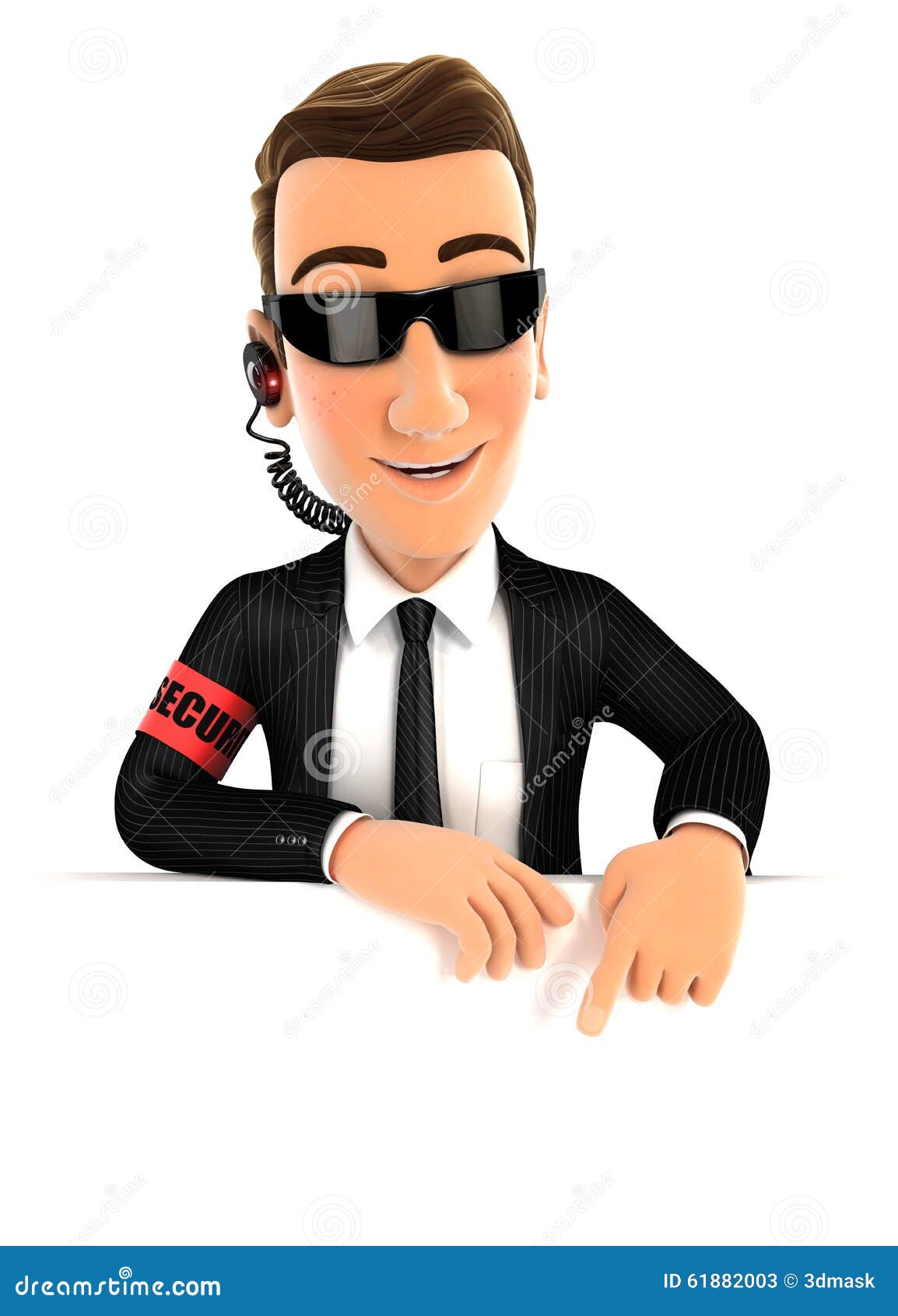 3d Security Agent Sitting On Top Of Question Mark Stock Illustration ...
