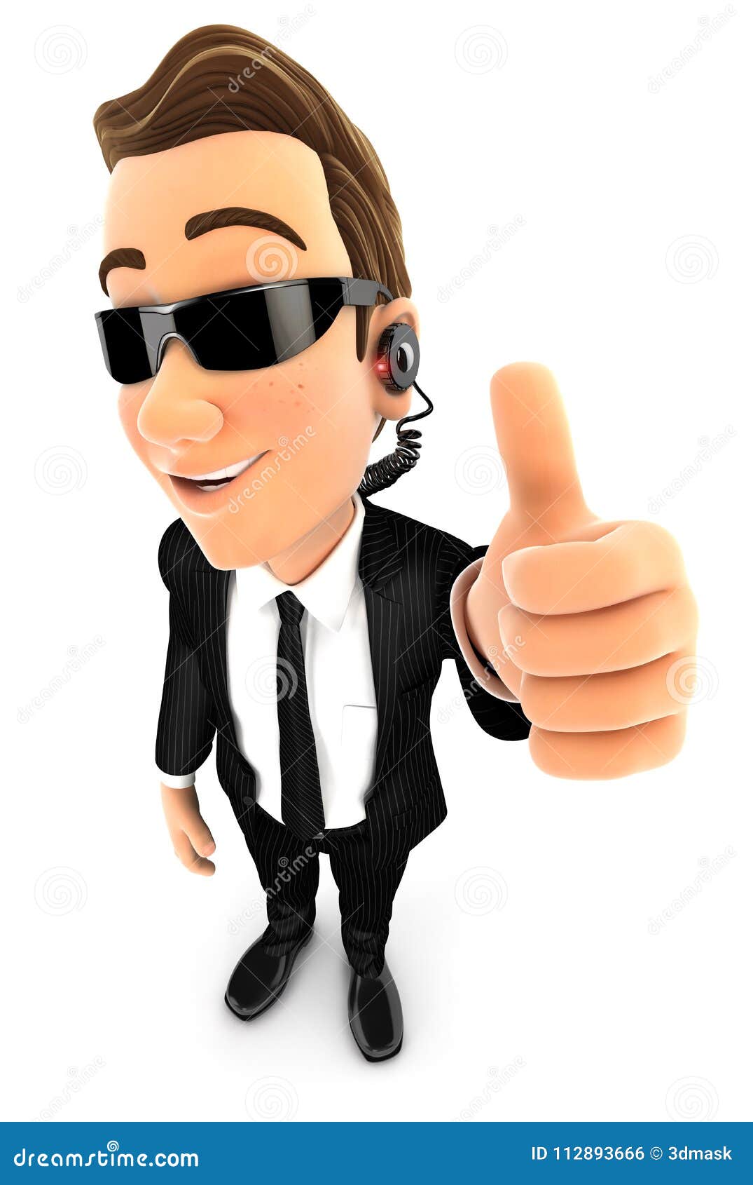 3d Security Agent Positive Pose with Thumb Up Stock Illustration ...