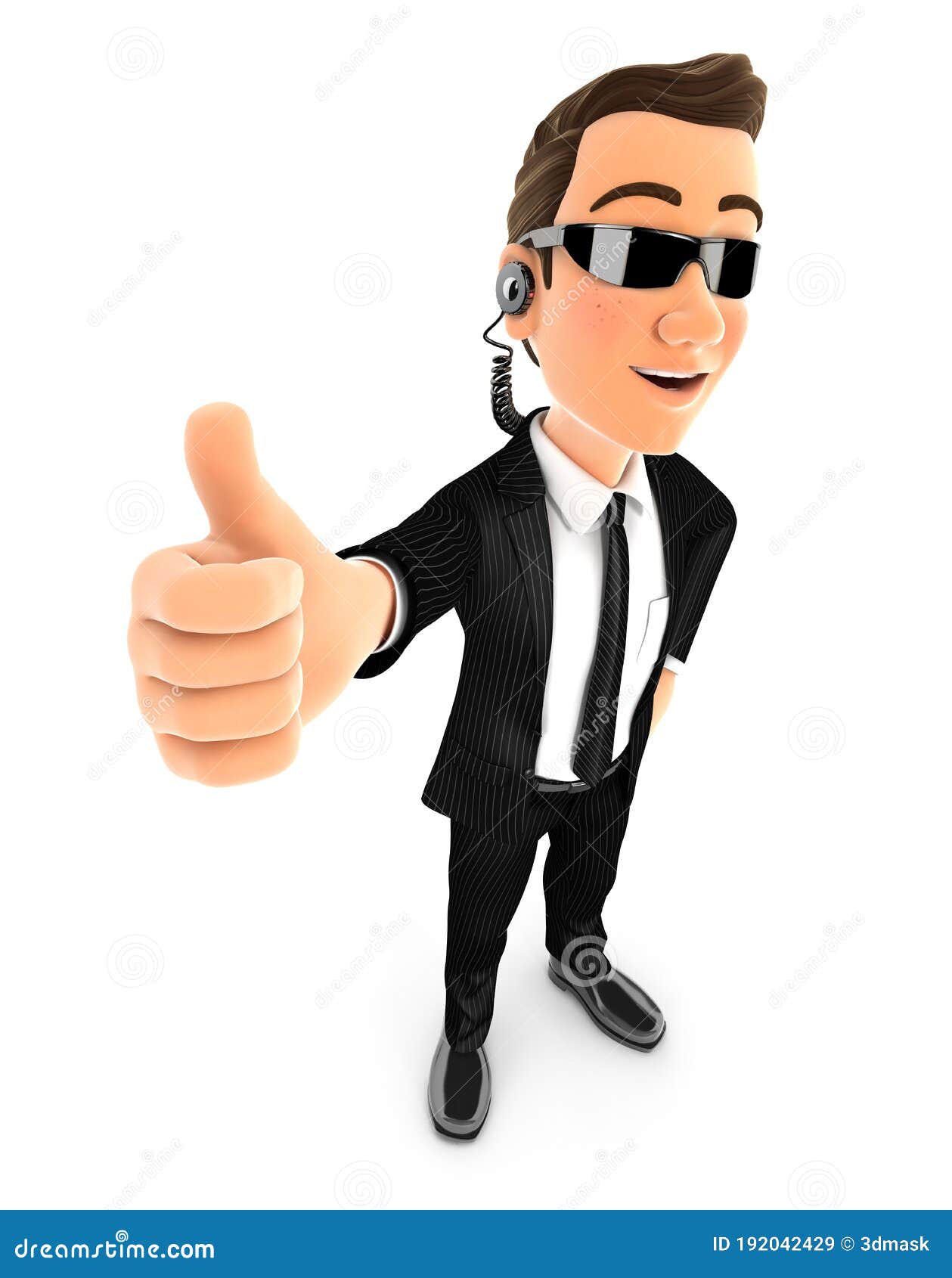 3d Security Agent Standing With Thumb Up Stock Illustration ...