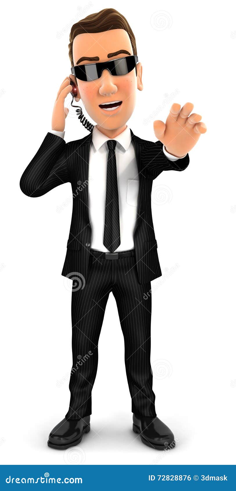 3d Security Agent Sitting On Top Of Question Mark Stock Illustration ...