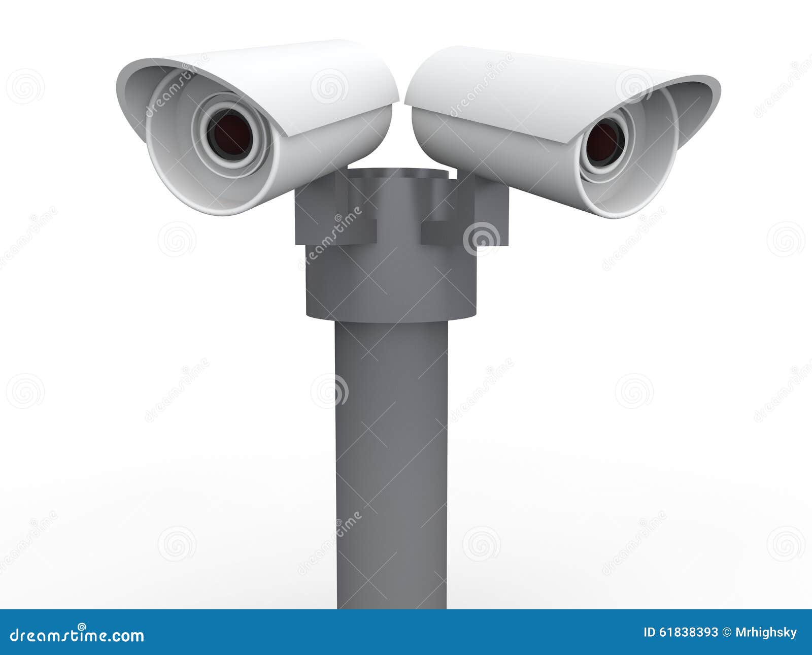 3d Security Cameras On A Pole Stock Illustration - Image: 61838393