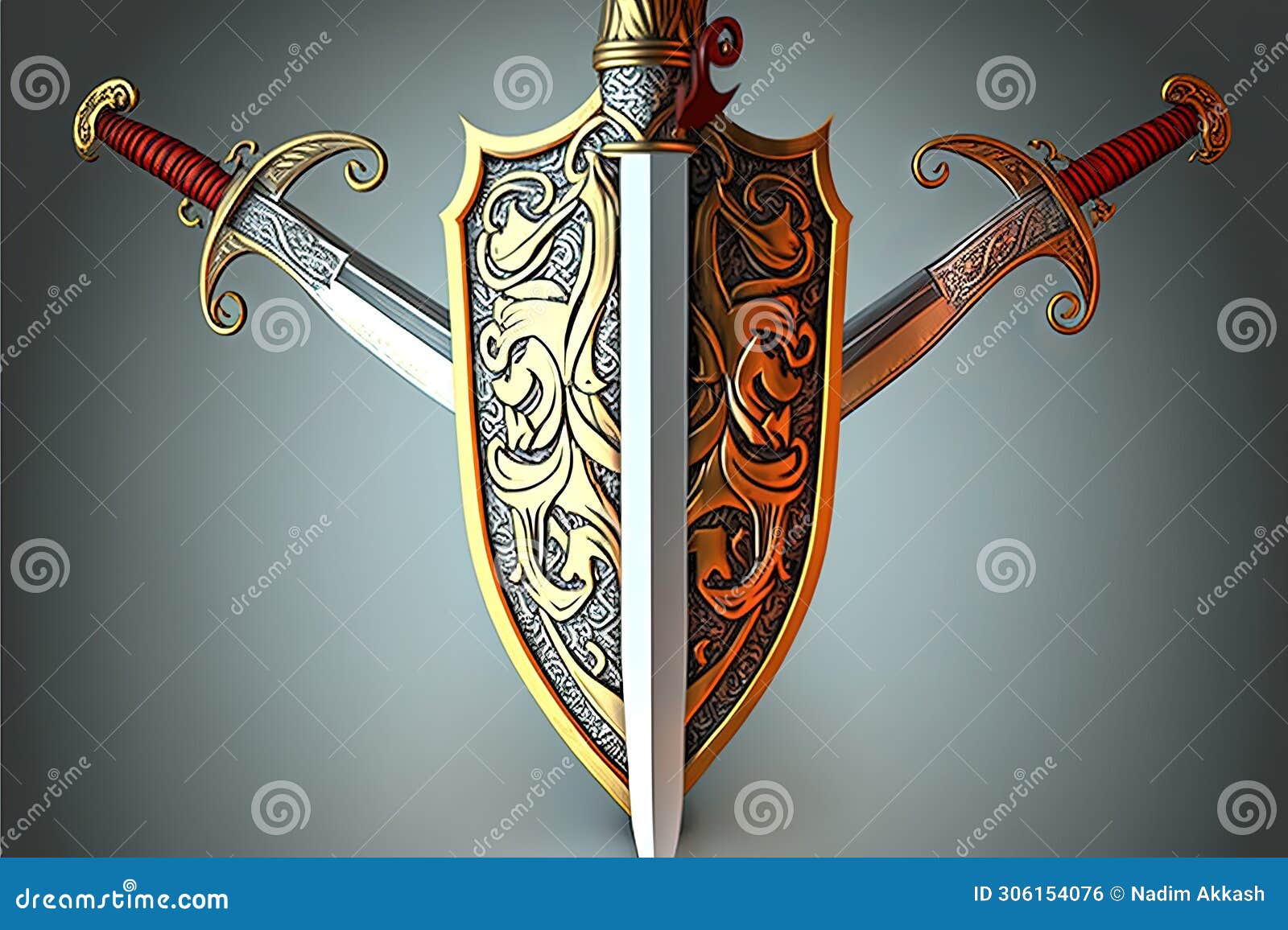 The Sword And Shild. Luxury Lineart Logo Design Template Cartoon Vector ...