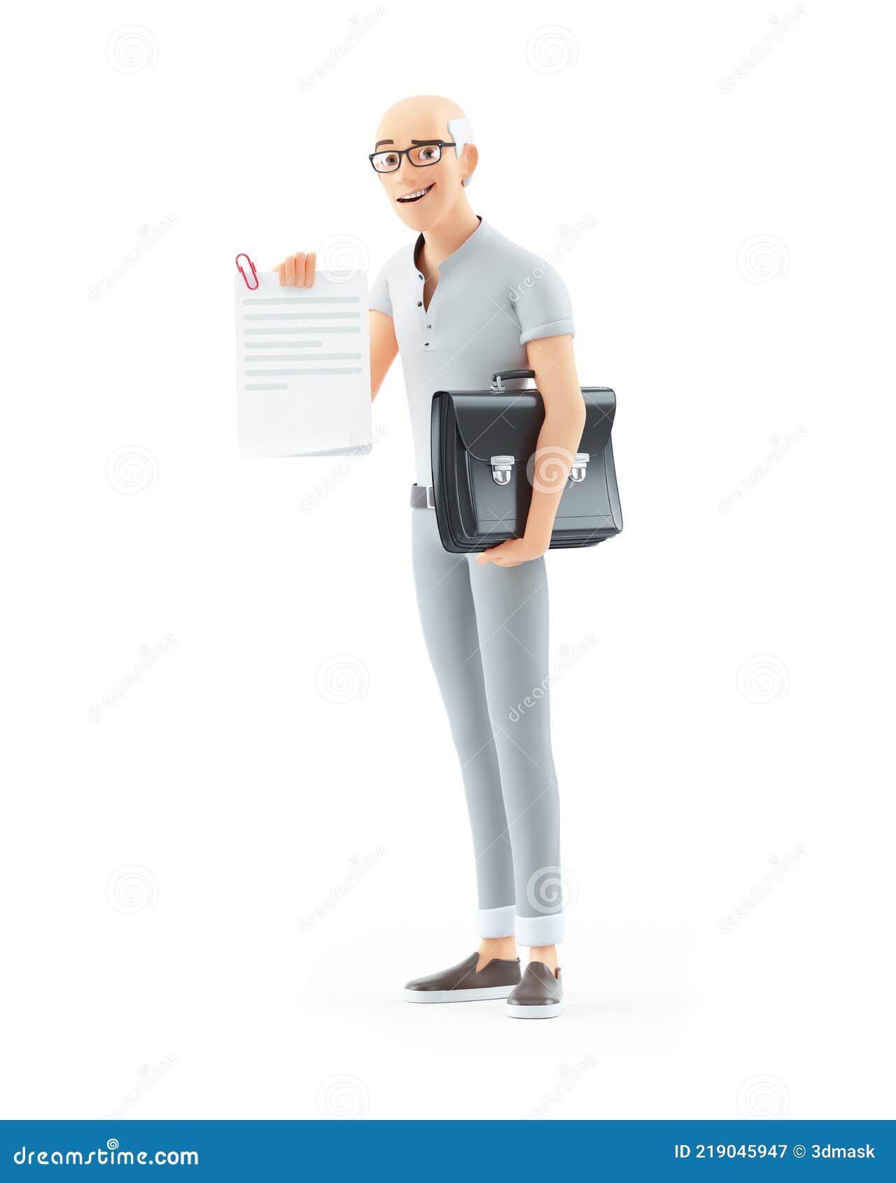 3d Senior Man Holding Completed Document Stock Illustration ...
