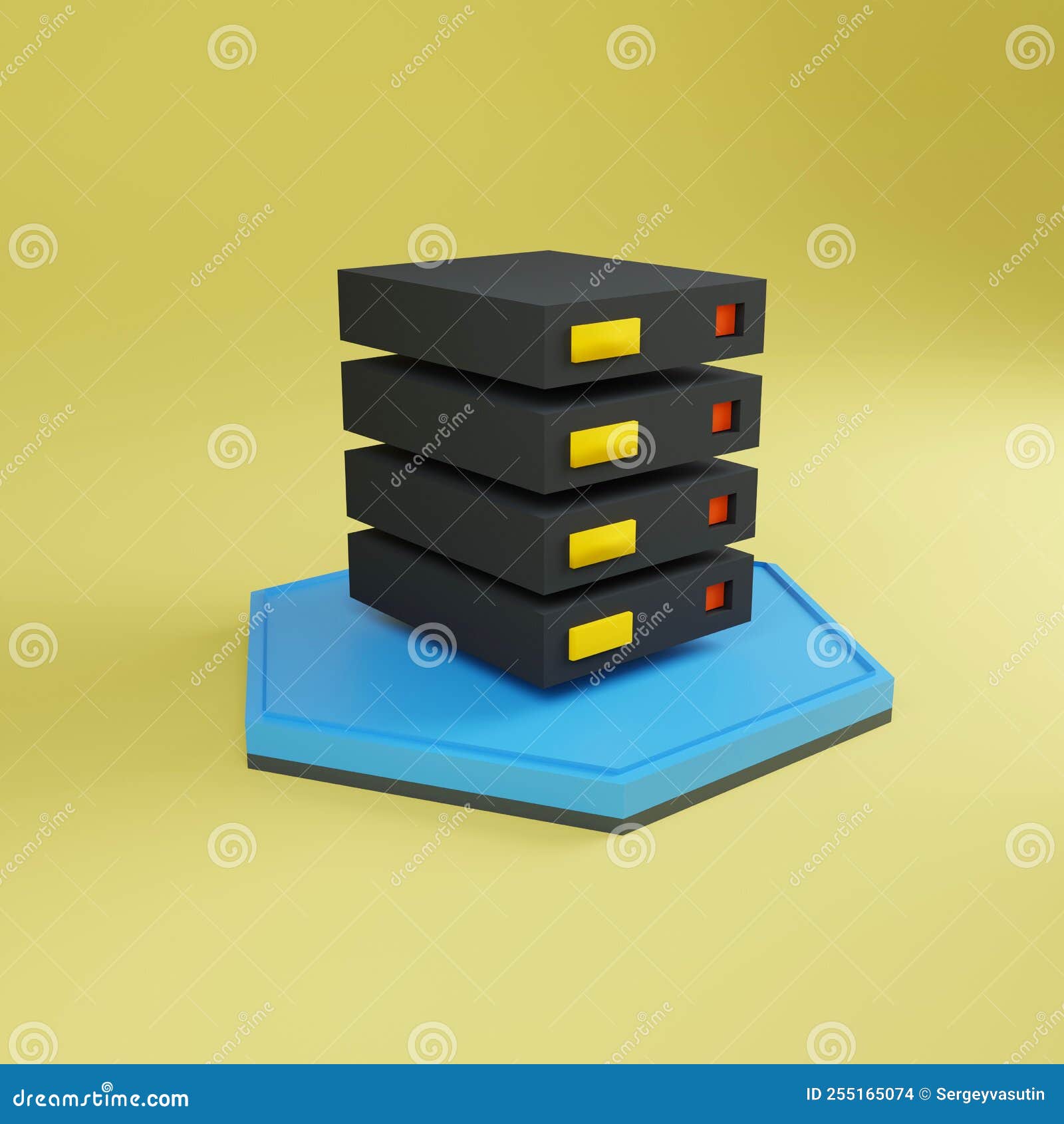3D Server Icon. Realistic Data Center Volume Picture. Render ...