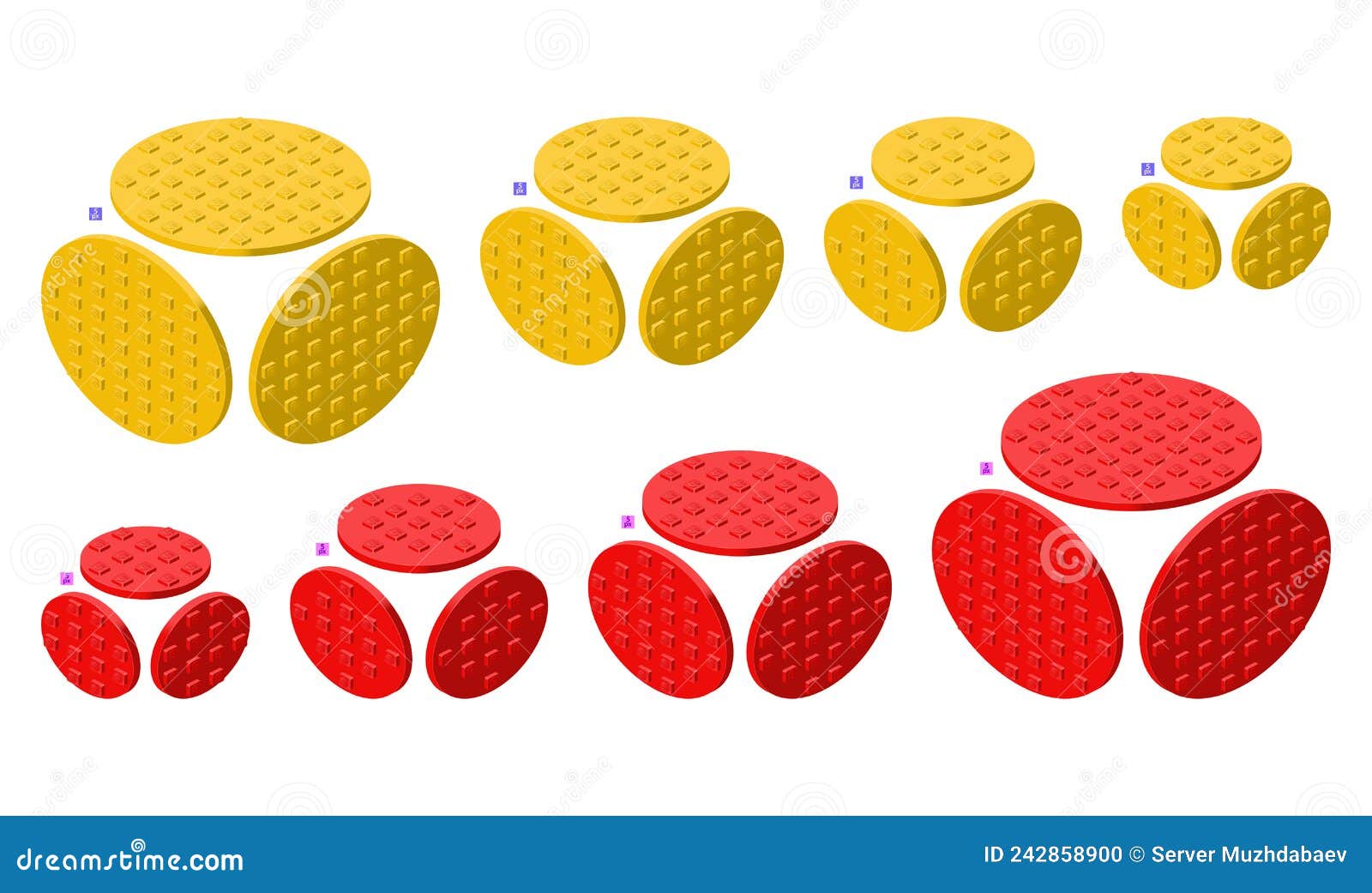 3d Set Of Colored Constructor Kit In Isometry Disks Vector