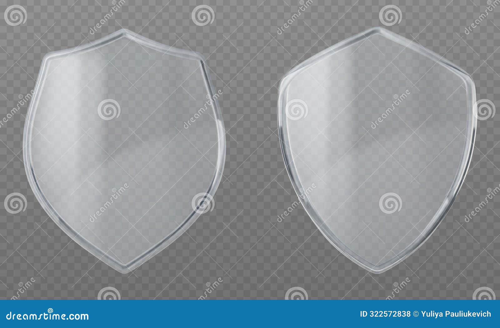 3D Set of Glass Shields on Transparent Background Stock Vector ...