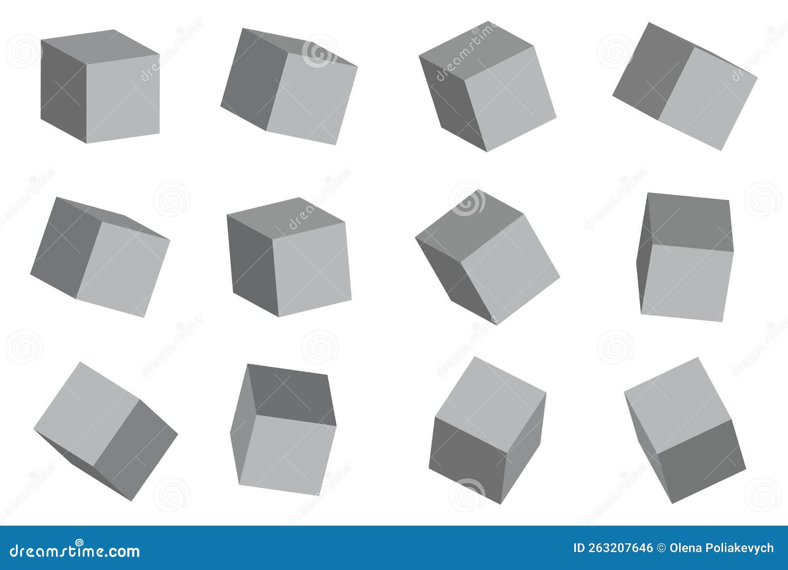 3d Set with Gray Cubes. Geometric Background. Gray Cubes in Abstract ...