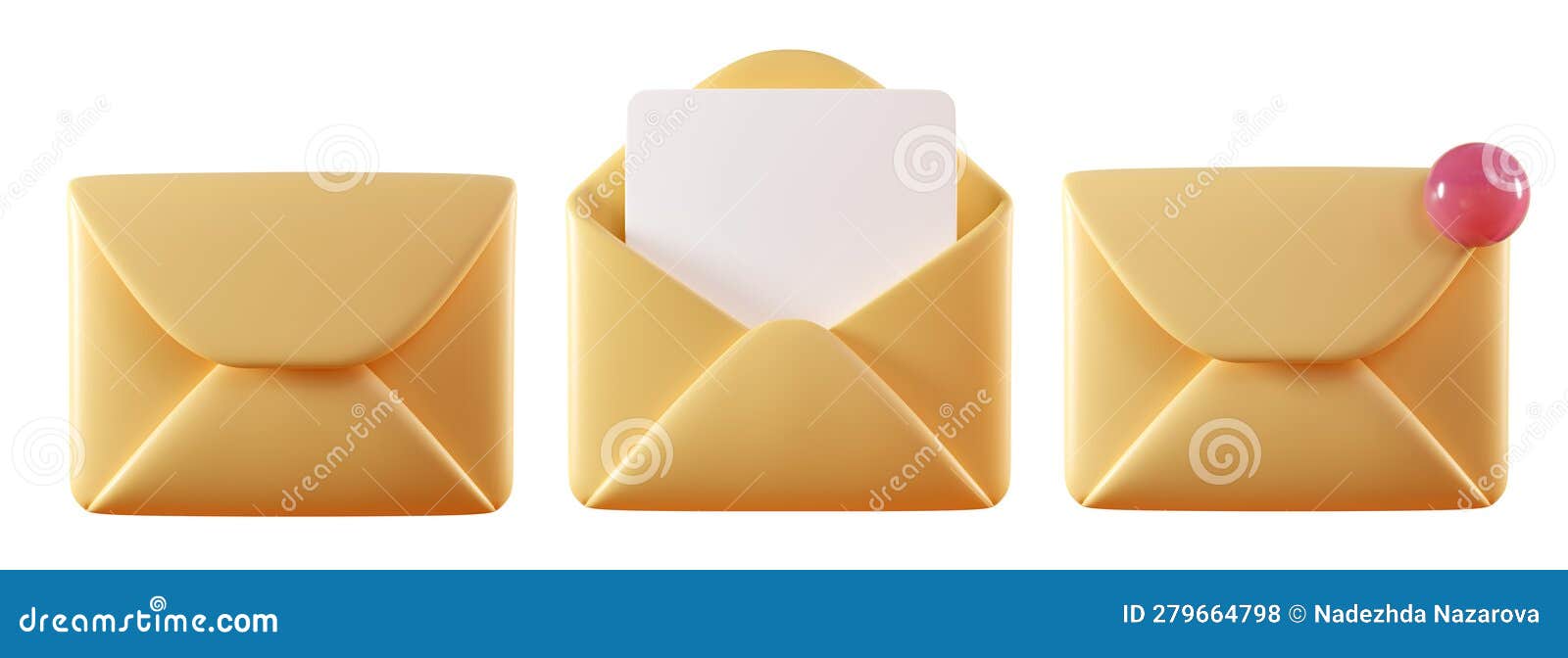 3d Set of Mail Envelopes Isolated on White Backgound. Render Inbox ...