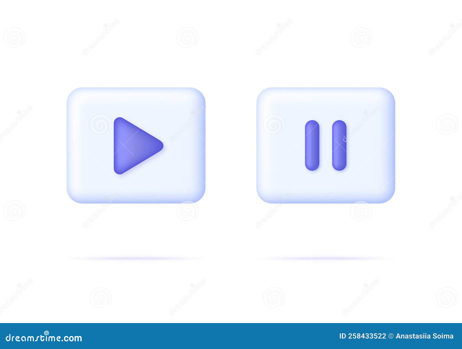 3d Set Of Pause And Play Buttons Player Concept Button Click Push The Button Start Forward