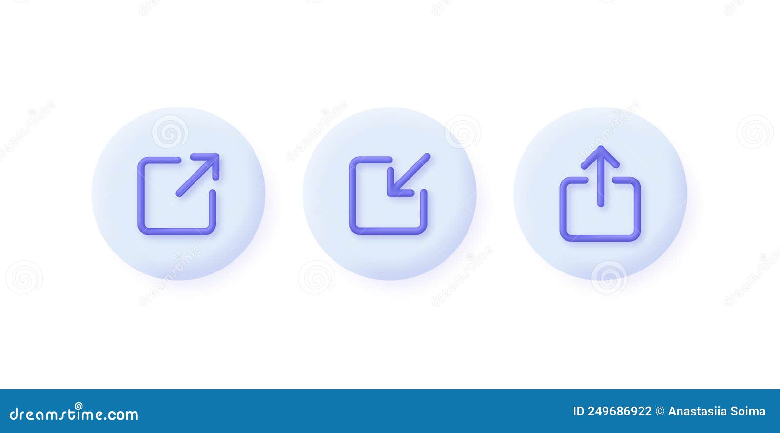 3D Set of Share Icon Isolated on White Background. 3D External Link or ...