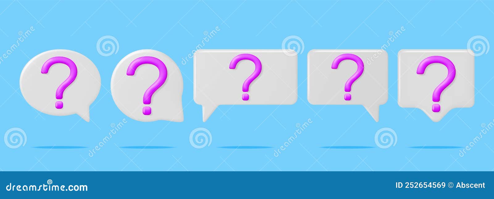 3D Set of Speech Bubble with Question Mark Stock Vector - Illustration ...