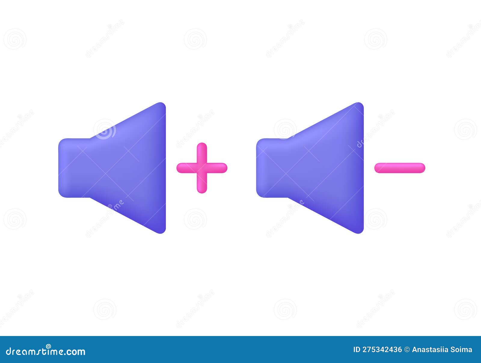 3D Set of Volume Icon. Increase and Decrease the Volume Stock Vector - Illustration of ...