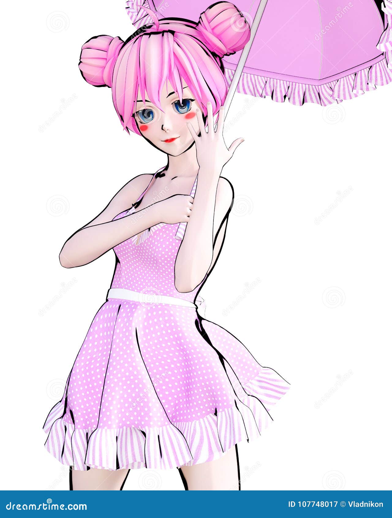 3d Anime Girl Stock Illustration Illustration Of Comic 107748017