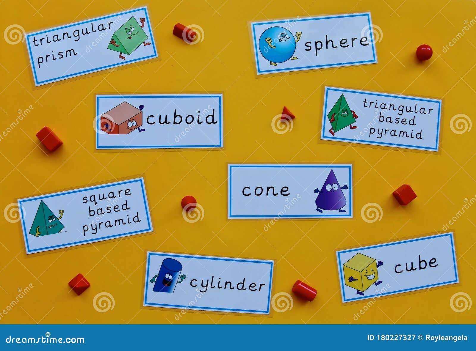 3d Shape Flat Lay on Yellow Background Stock Image - Image of homework ...