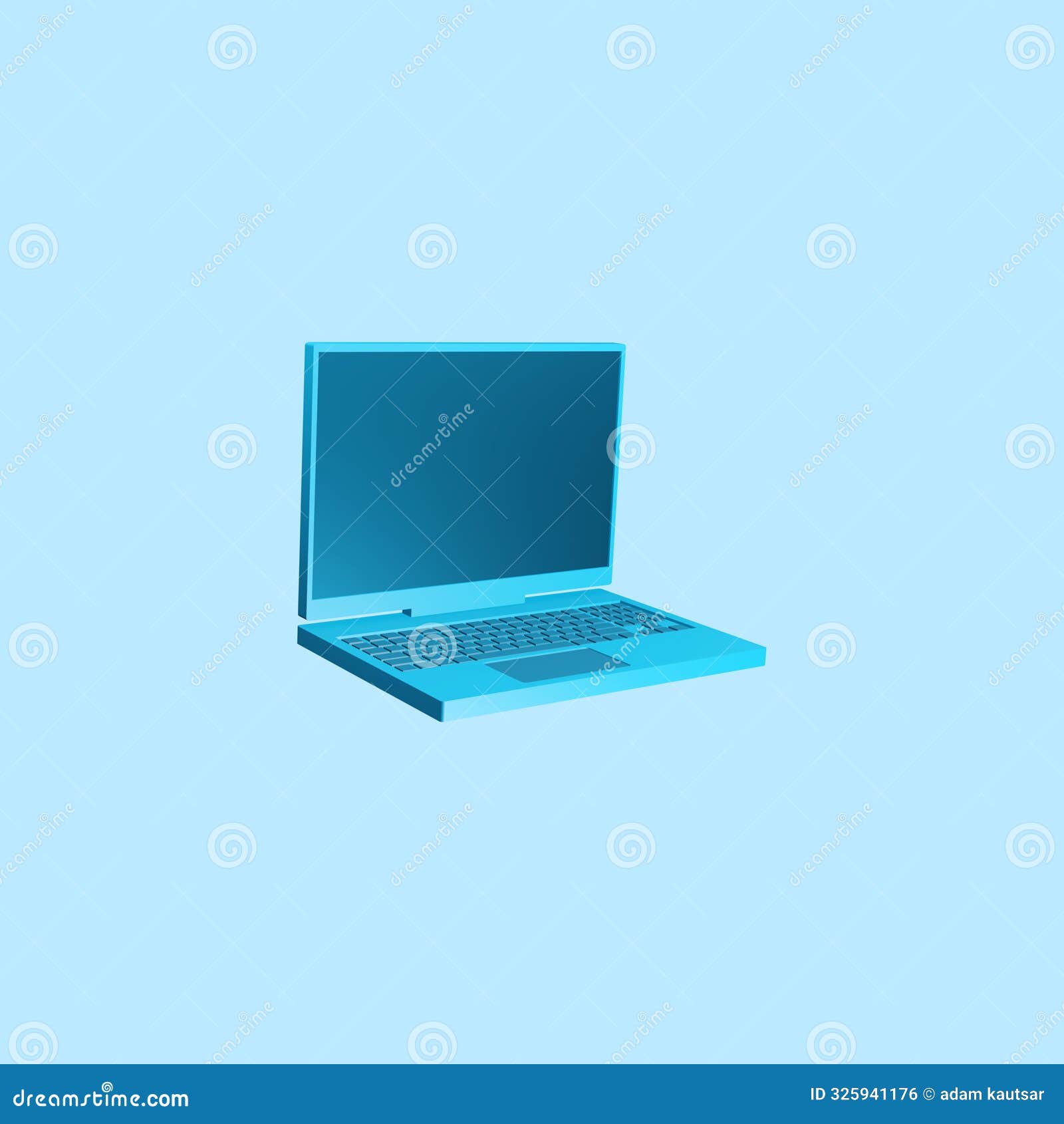 3d Shape Illustration of a Blue Laptop Stock Illustration ...