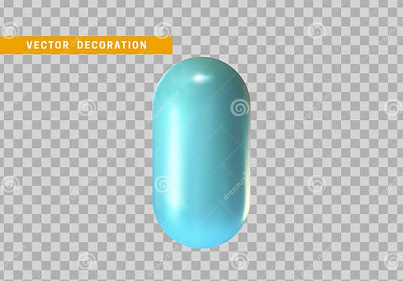 3d Shape Isolated Blue Capsule on Transparent Background Stock ...