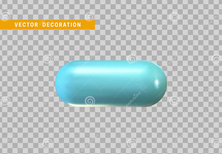 3d Shape Isolated Blue Capsule on Transparent Background Stock ...