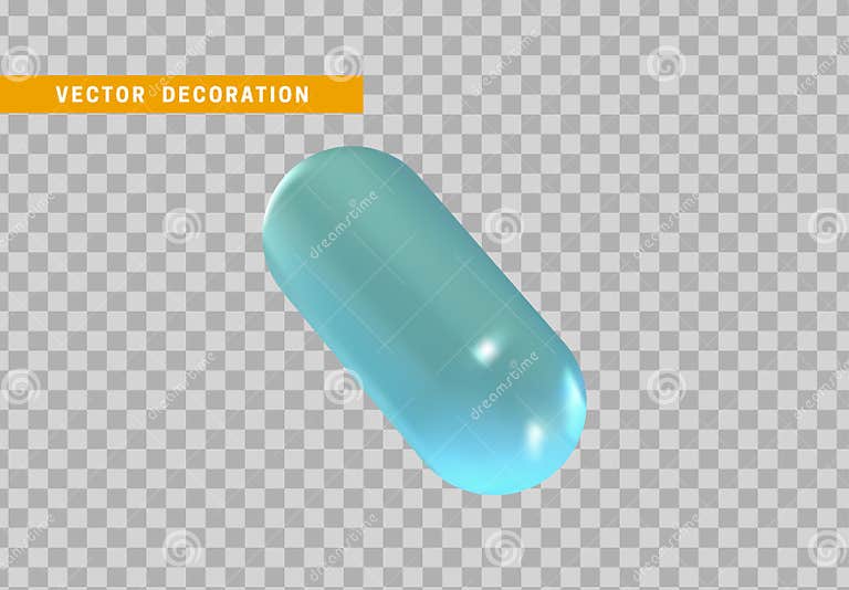 3d Shape Isolated Blue Capsule on Transparent Background Stock ...
