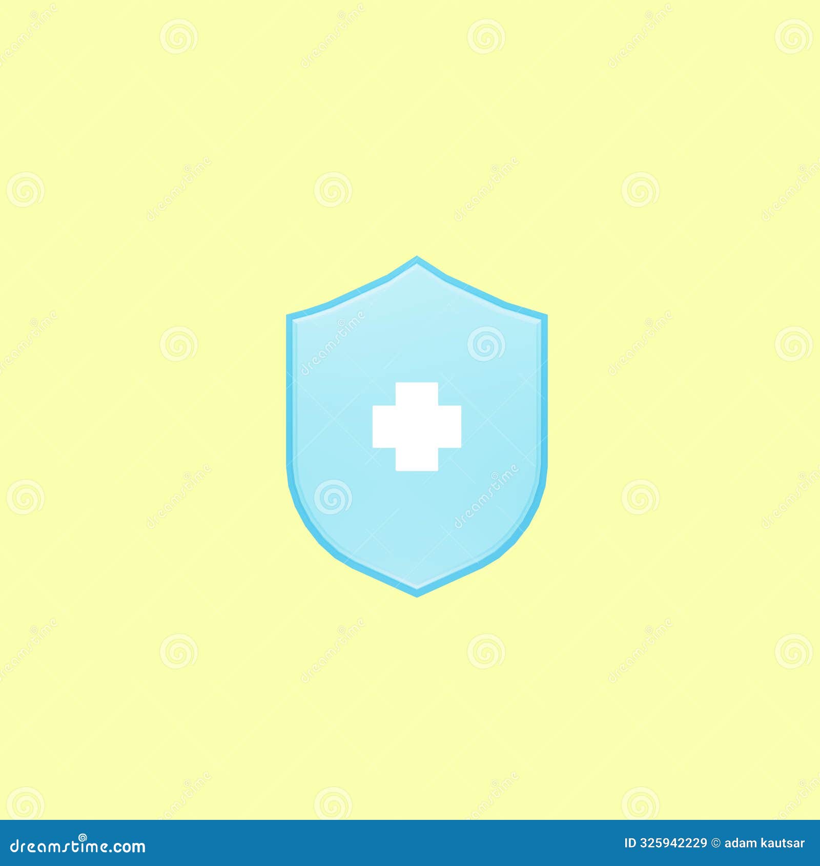 Set Medical Shield With Cross, Inhaler, Syringe And First Aid Kit Icon ...