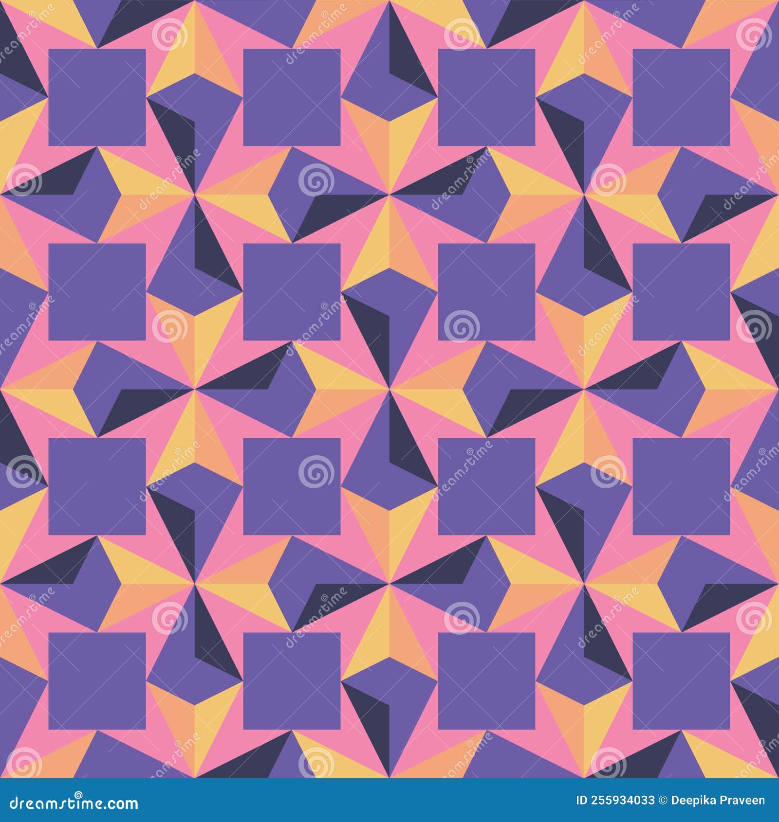 3d and 2d Shaped Geometric Grid Seamless Pattern Stock Vector ...