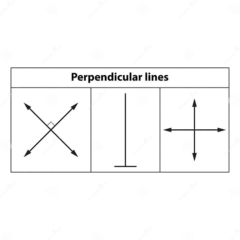 2D Shapes Basic Lines. Perpendicular Lines. Vector Illustration Stock ...