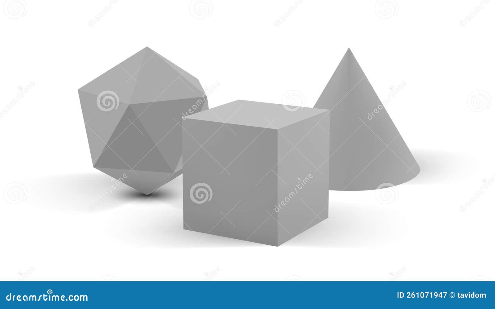 3d Shapes Template. Realistic Shapes with Shadow. Gray Geometric ...