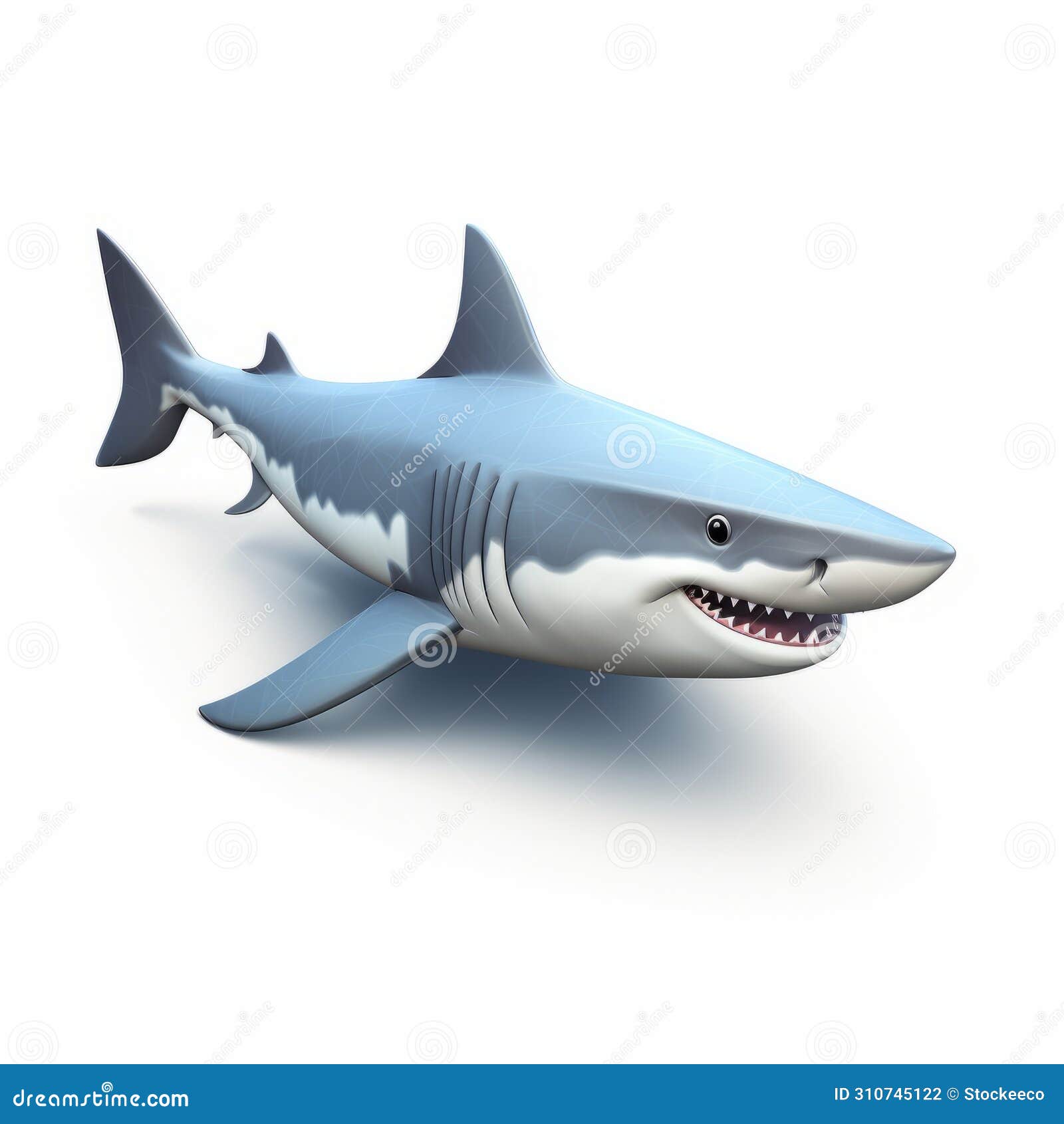 Minimalist 3d Shark Render on White Background - Full Body Shot Stock ...