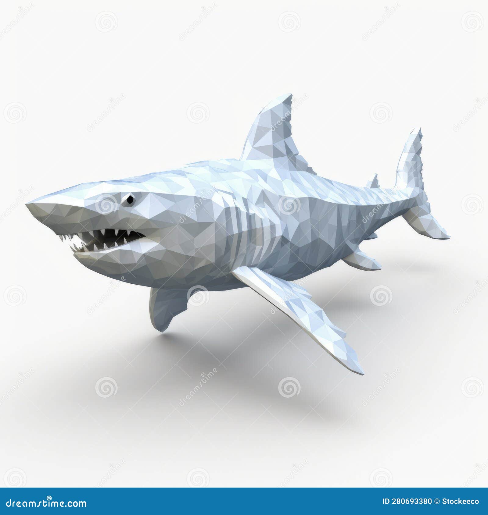 3d Shark Model in Multifaceted Geometry Style on White Background Stock ...