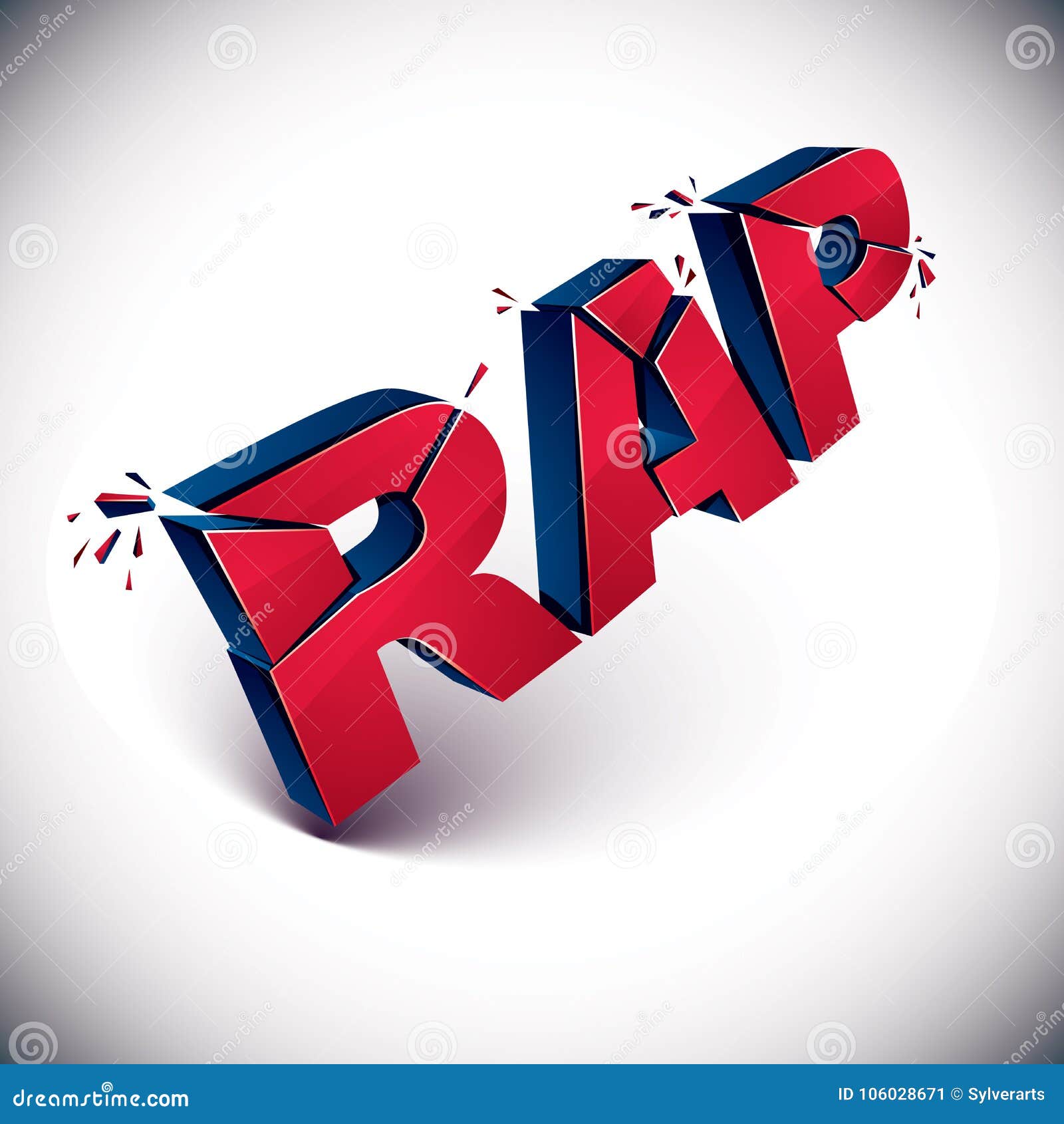 3d Shattered Red Vector Rap Word Created with Refractions. Dimensional ...