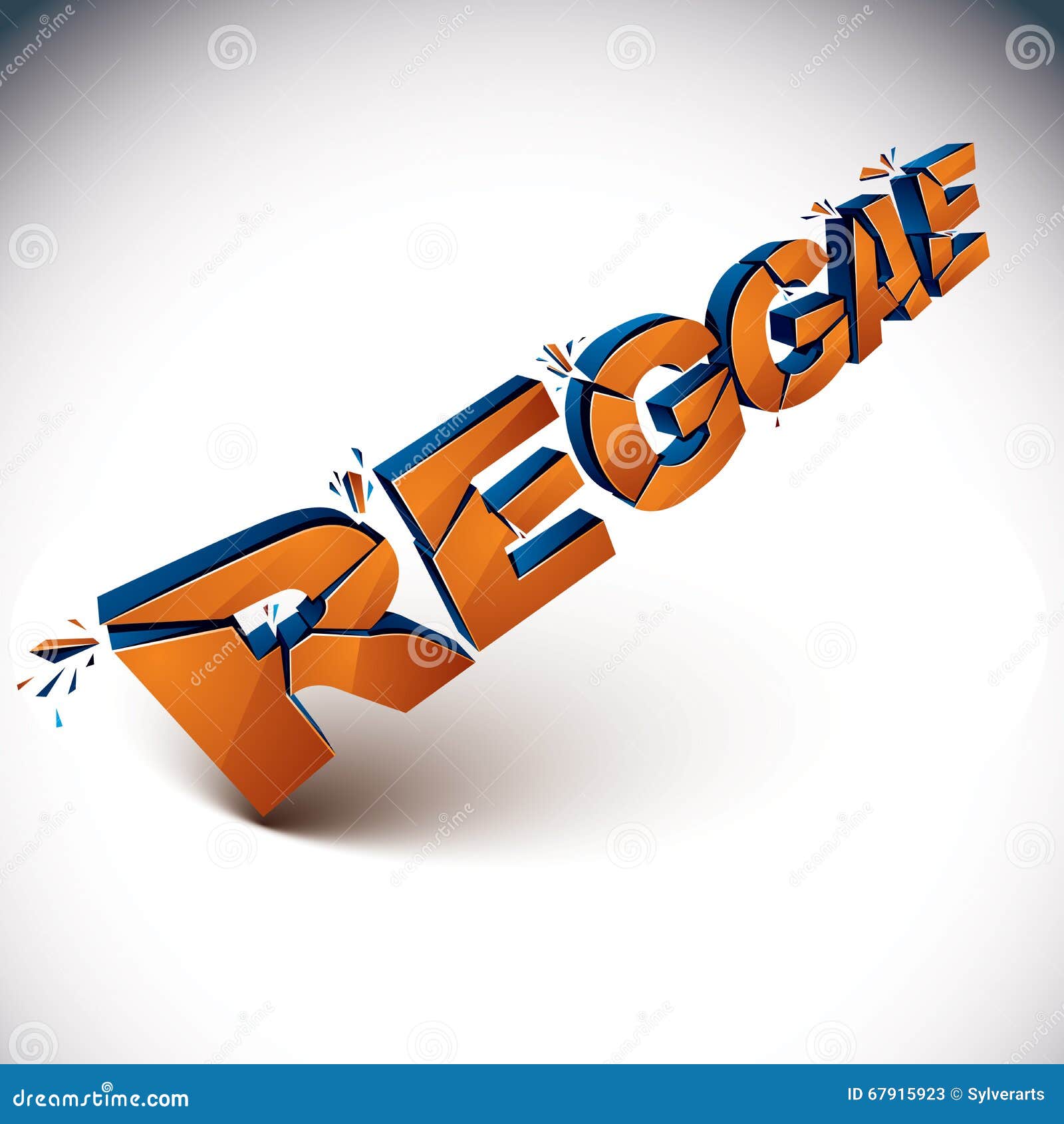 3d Shattered Vector Orange Reggae Word Created with Refractions ...