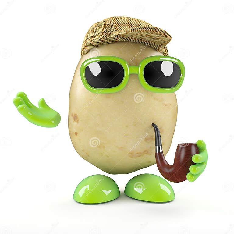 3d Sherlock Potato Detective Stock Illustration - Illustration of cute ...