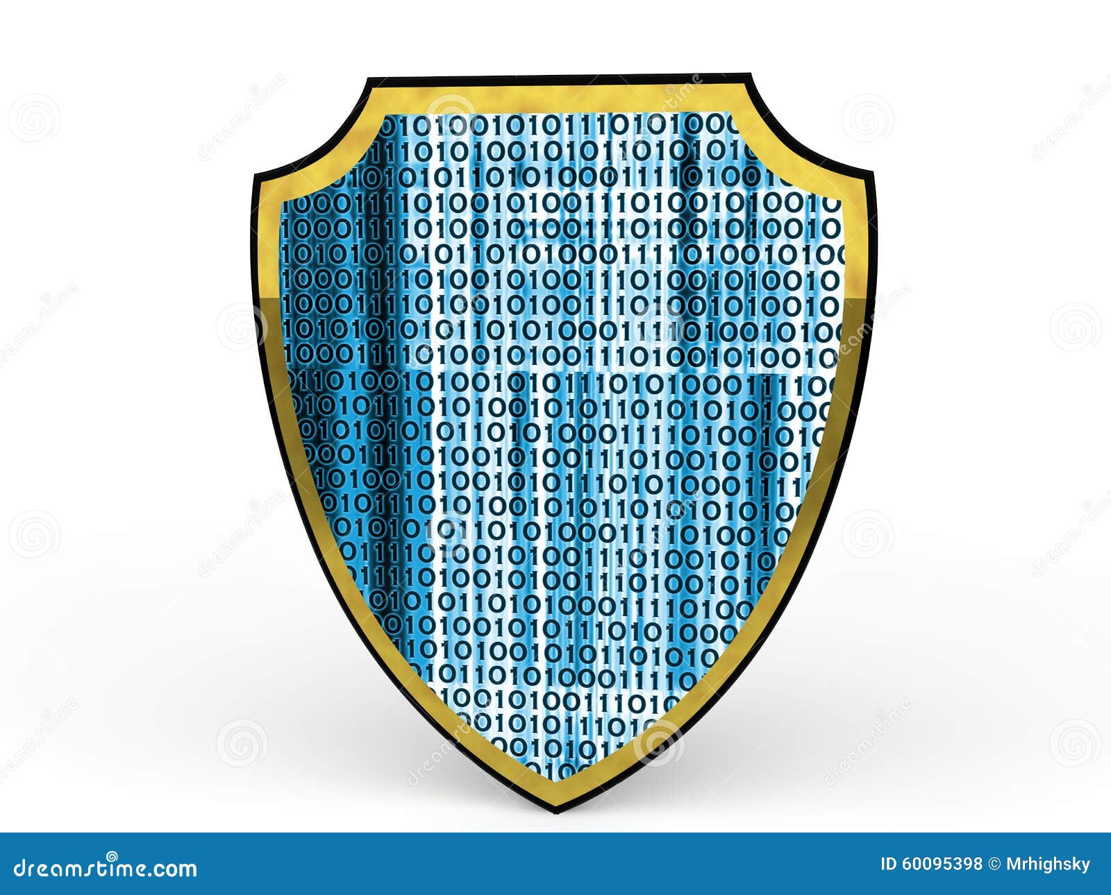 3d shield with binary code stock illustration. Illustration of ...