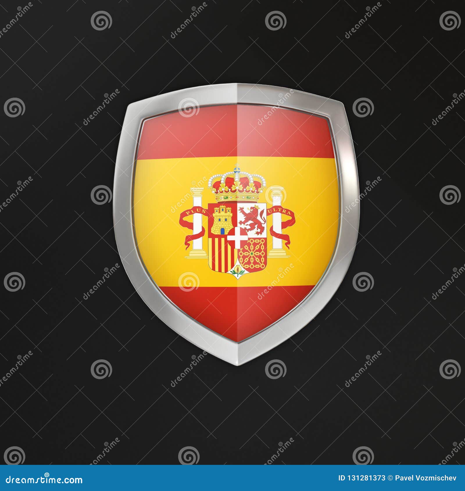 3D Shield with the Flag of Spain. Stock Illustration - Illustration of ...
