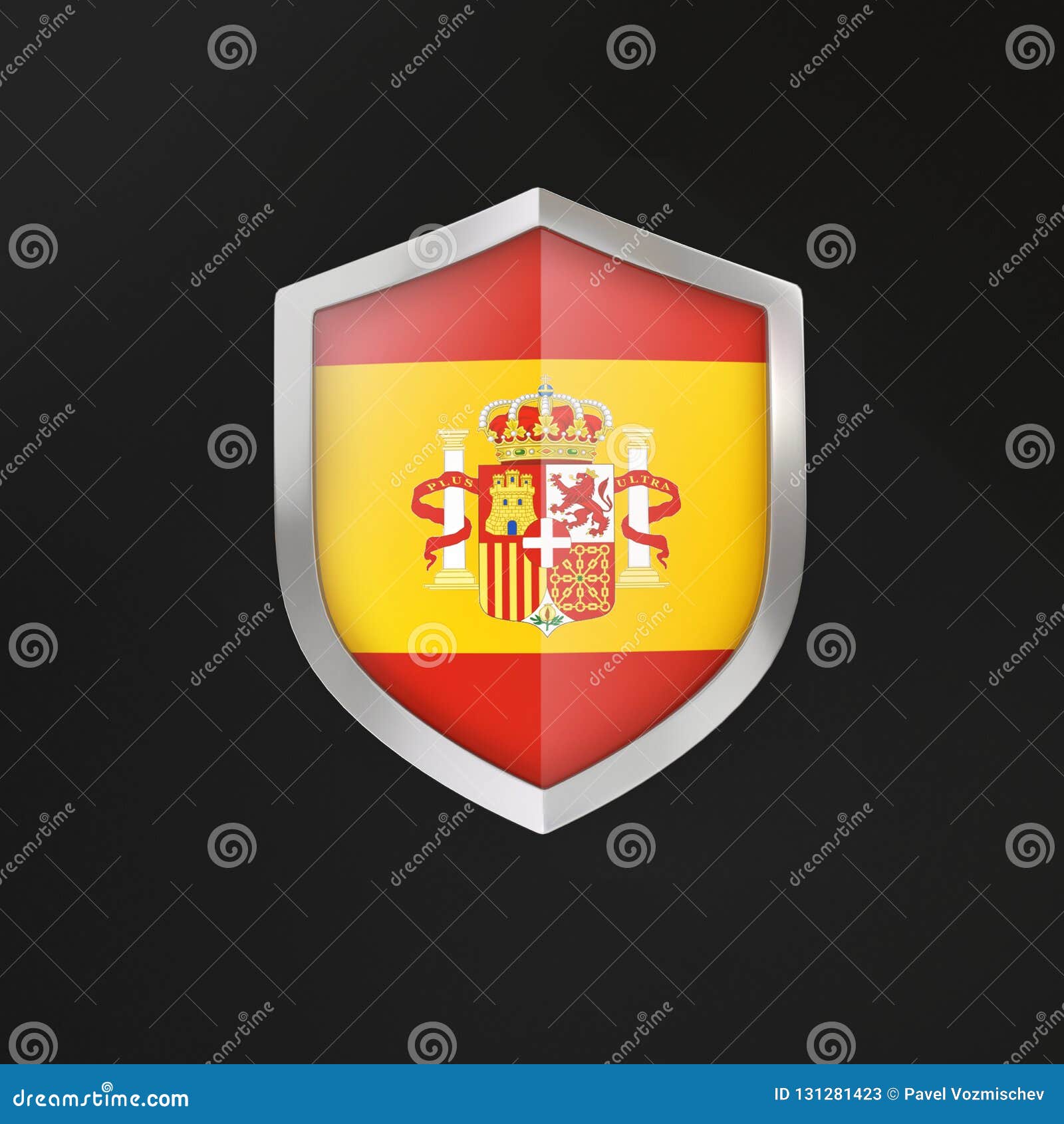 3D Shield with the Flag of Spain. Stock Illustration - Illustration of ...